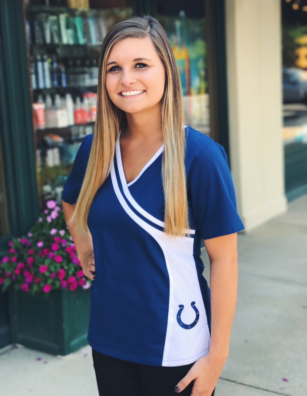 Indianapolis Colts NEW Women's NFL Scrub Top with Side Pockets - Scrub ...