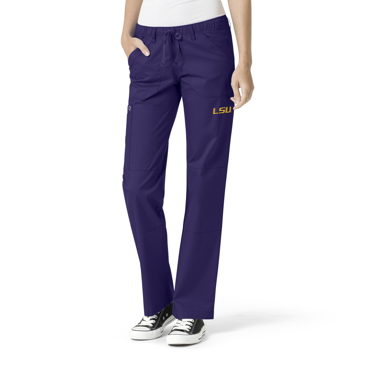 Women's LSU Grape Straight Leg Cargo Scrub Pants