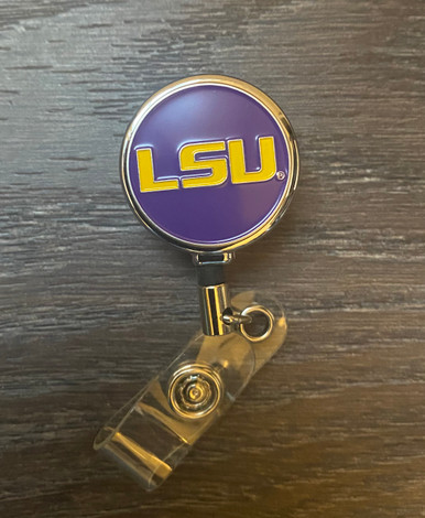 LSU Purple Retractable Badge Reel