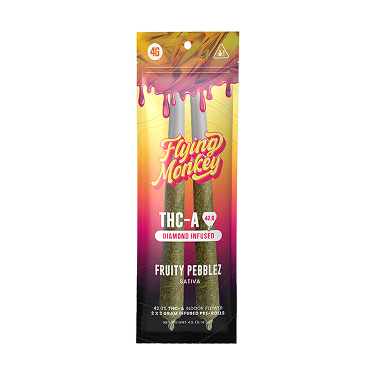 Flying Monkey THC-A Diamond Infused Pre Rolls | 4 Grams Flying Monkey THC-A Diamond Infused Pre Rolls | 4 Grams