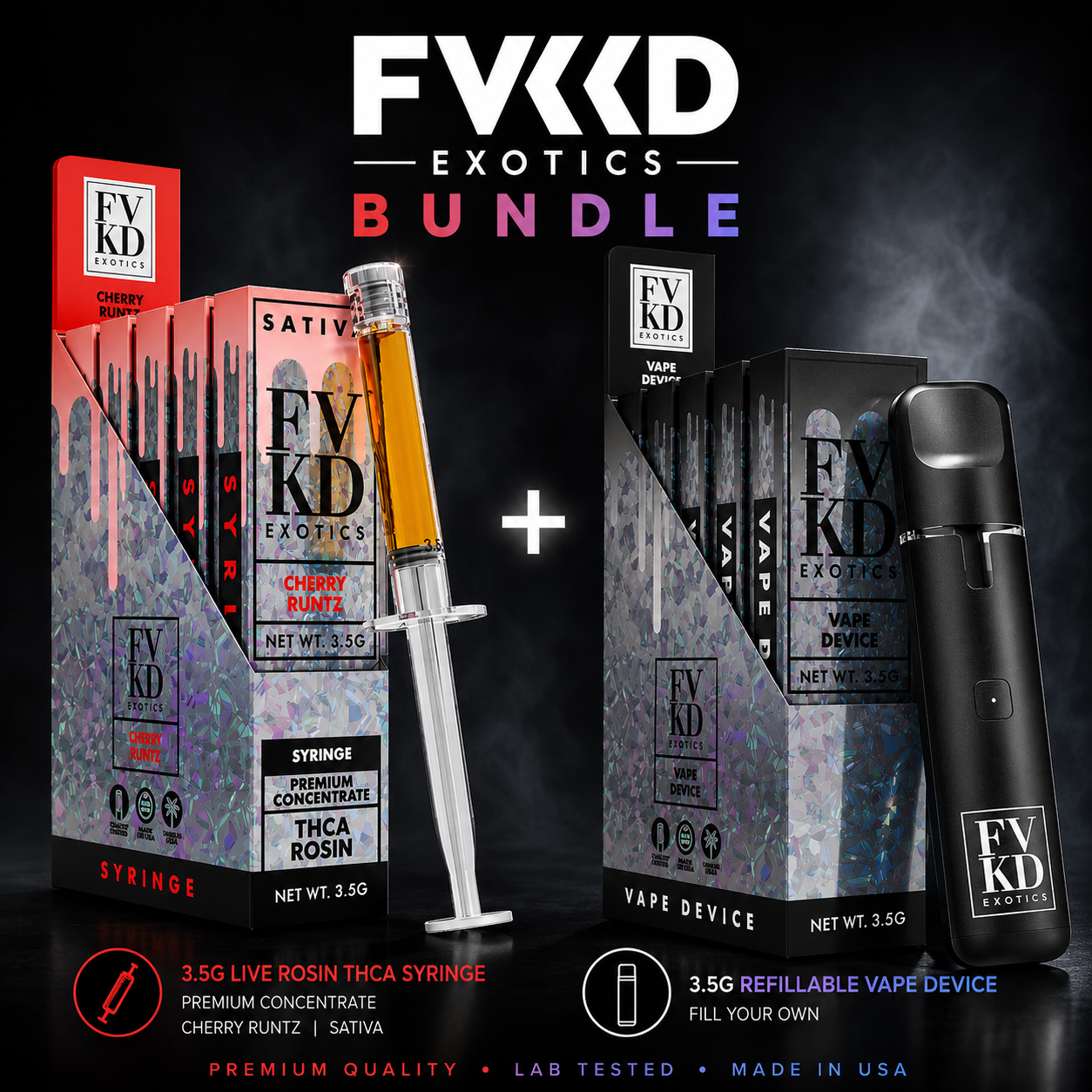 FVKD Live Rosin THCa Syringe 3.5G + Empty Vape Device Bundle | Seed 2 ...