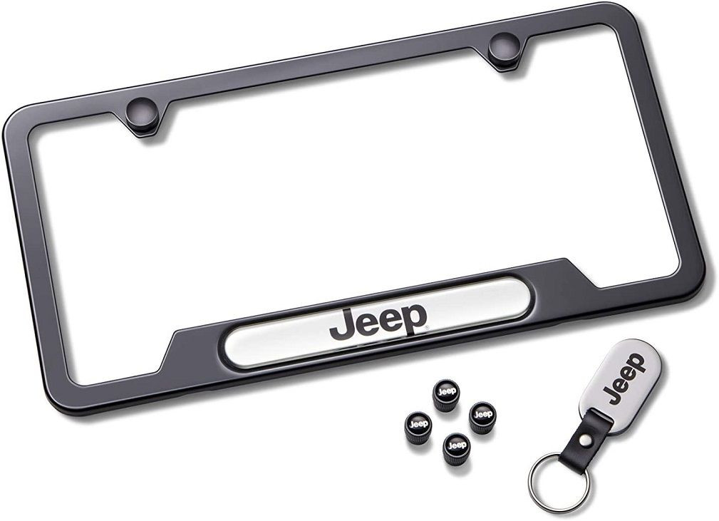 Mopar Black Jeep License Plate Frame Kit Gift Set for 1997-2025 All ...