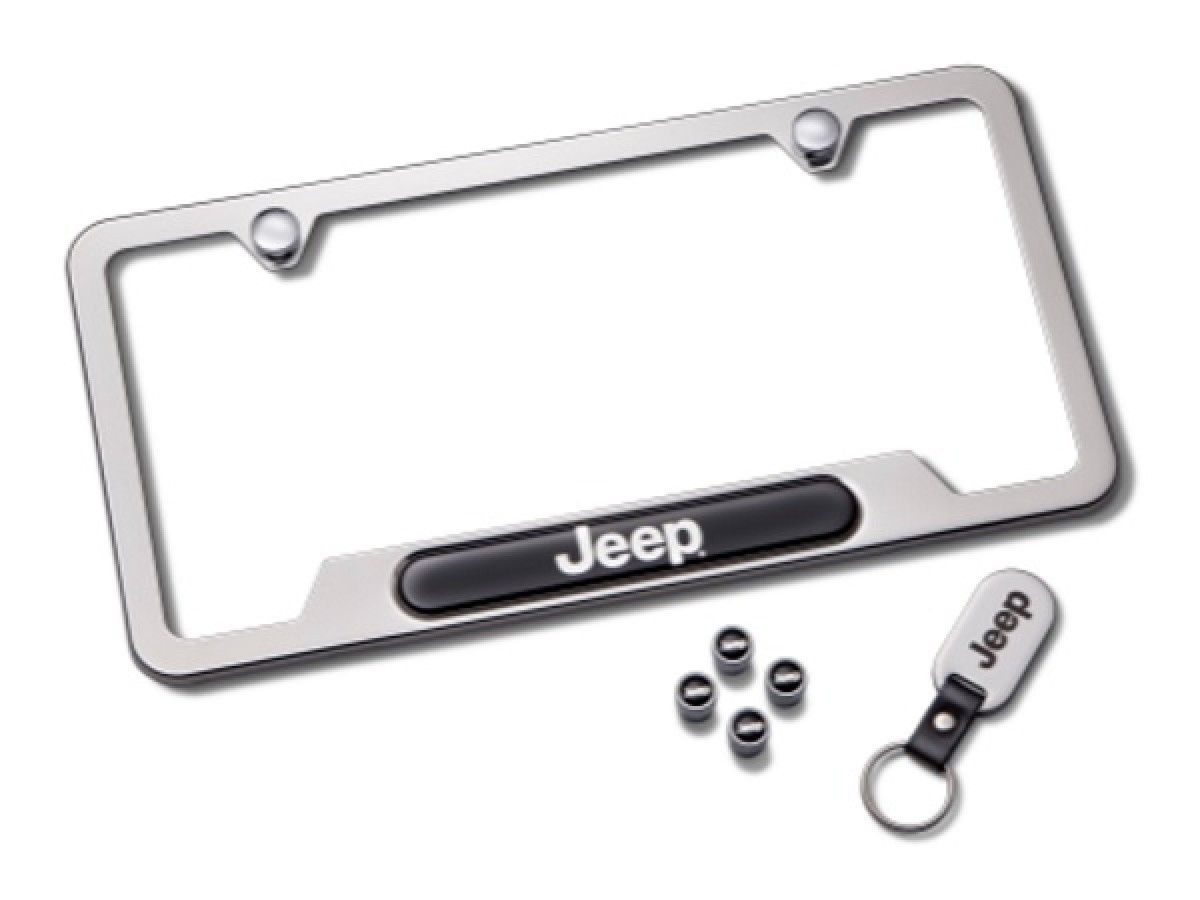 Mopar Chrome Jeep License Plate Frame Kit Gift Set for 1997-2024 All Jeeps