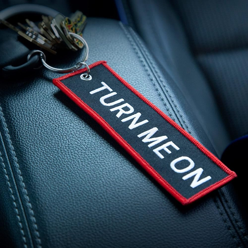 Turn Me On Embroidered Key Chain