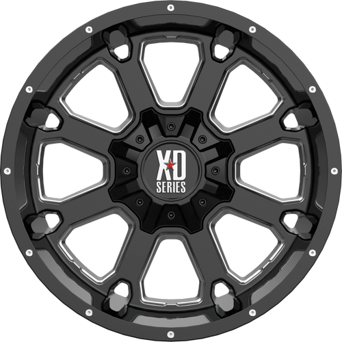 KMC XD 825 Gloss Black Milled Buck Wheel for 2007-2025 Wrangler JK/JL and 2020-2025 Gladiator JT ...