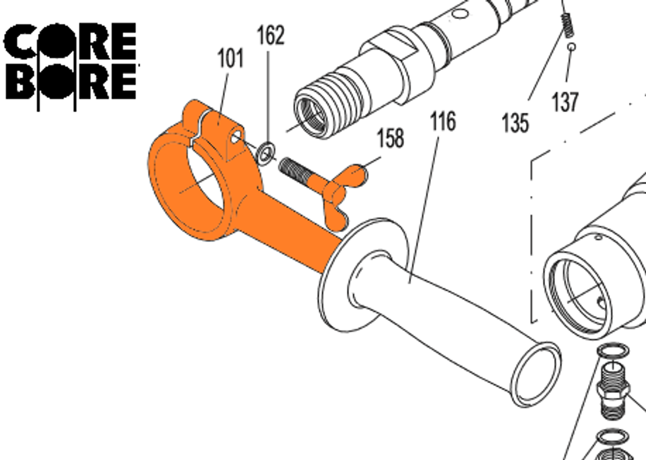 Core Bore DK12/DK13/DK16 Clamp Ring w/ Wing Screw 2700693