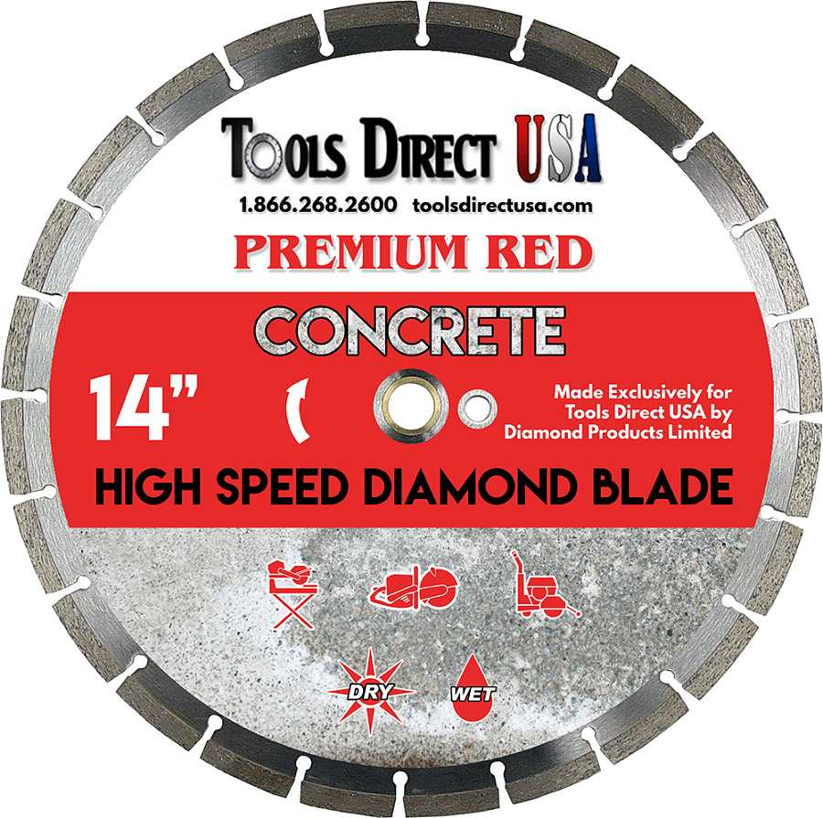 Tools Direct USA 14" Premium Red Concrete Diamond Blade