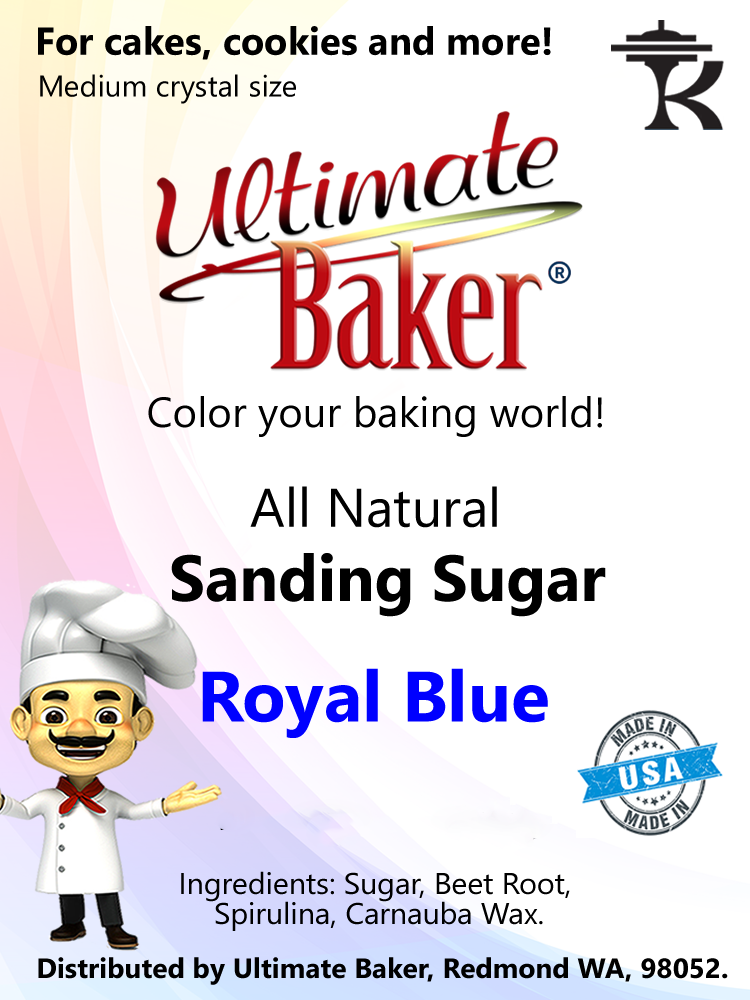 Ultimate Baker Natural Sanding Sugar (Med. Crystals) Royal Blue (1x8oz ...