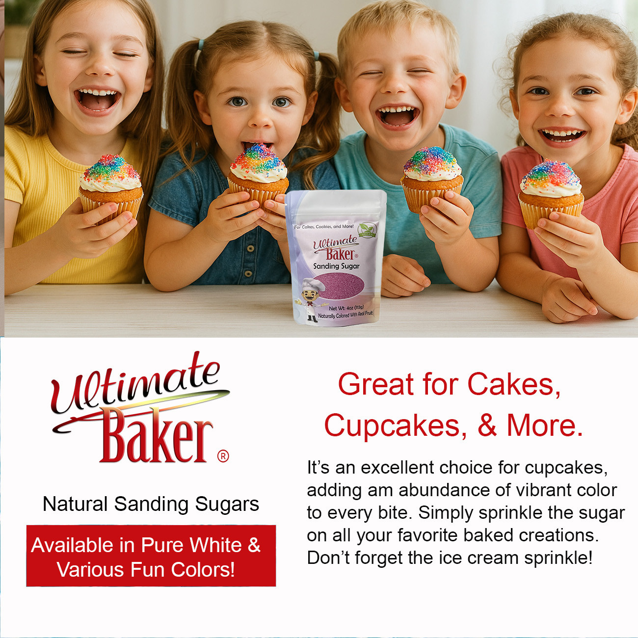 Ultimate Baker Natural Sanding Sugar (Med. Crystals) Clear (1x8oz ...
