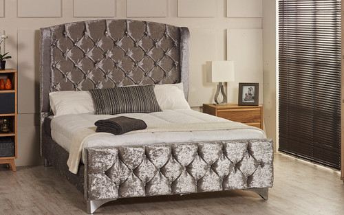 Tula Wing Back Bed Frame. Available in Crush Velvet, Chenille, Linen or ...