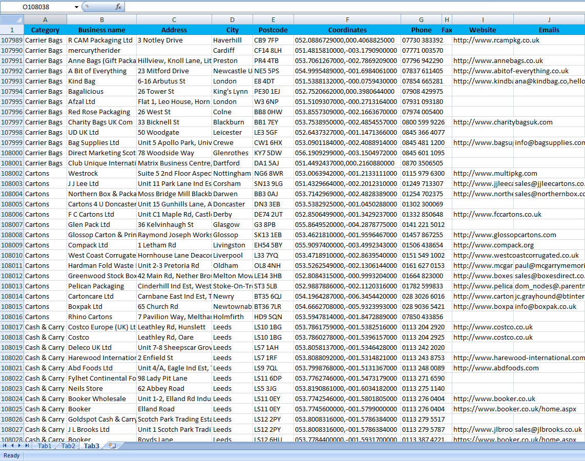List of Businesses - UK Business Database