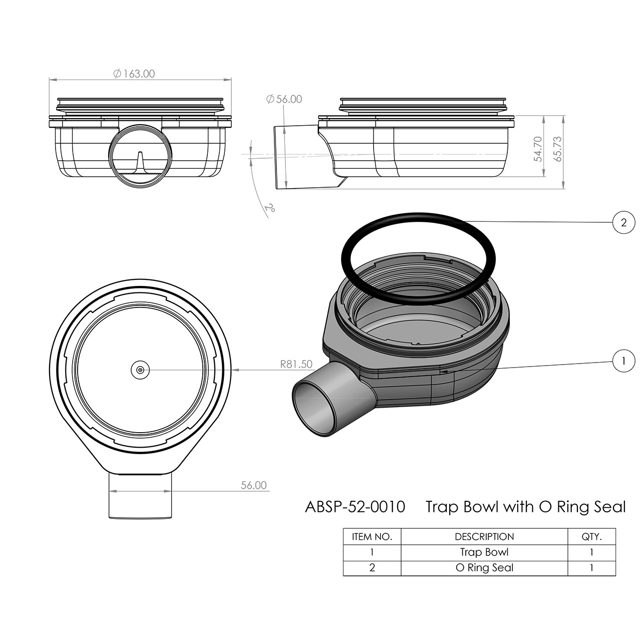 AquaFix Horizontal Stainless Steel High Flow Shower Waste