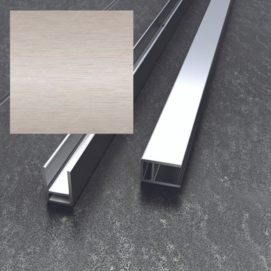 AquaFix Surface Channel for 10mm Glass Screens - Brushed Chrome - 1000mm