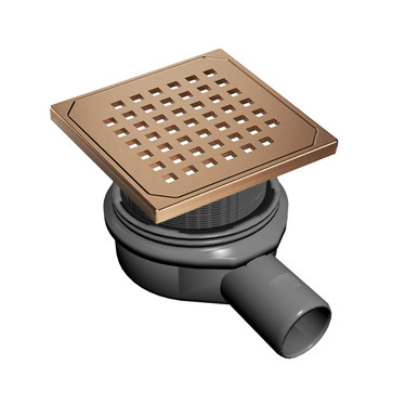 AquaFix Square High Flow Shower Waste - Designer Grid - Brushed Bronze
