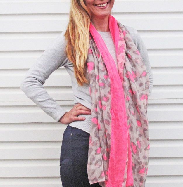 BELLA NEON LEOPARD PRINT SCARF - PINK - MAGENTA BELLA