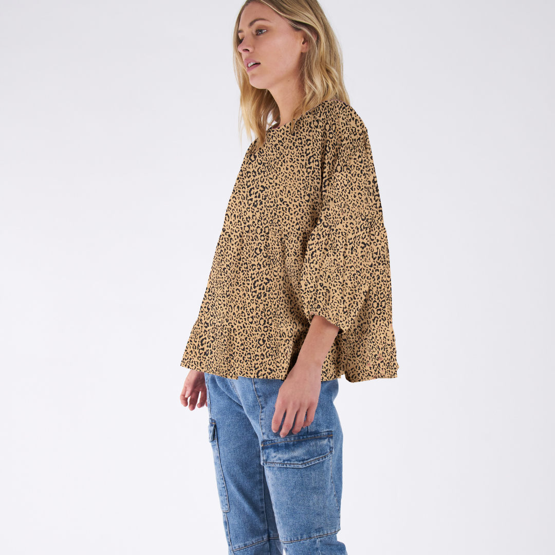 SASS TOPS | SASS ALICE TOP - ANIMAL PRINT | 100% COTTON ANIMAL PRINT ...