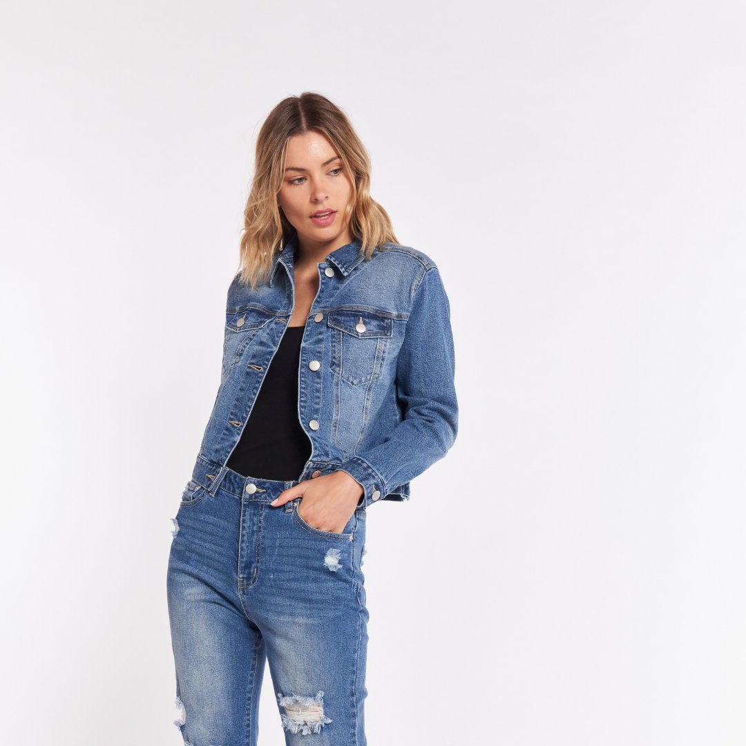 SASS CLOTHING DENIM | SASS CLOTHING DARCY CROPPED DENIM JACKET - WORN ...