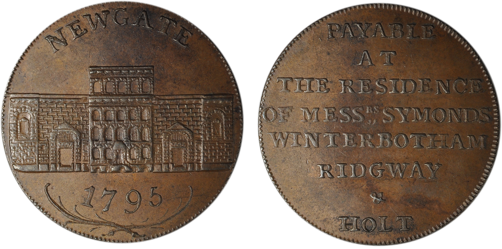 Symonds, Winterbotham, Ridgeway, & Holt, Newgate Halfpenny, 1795 (D&H ...