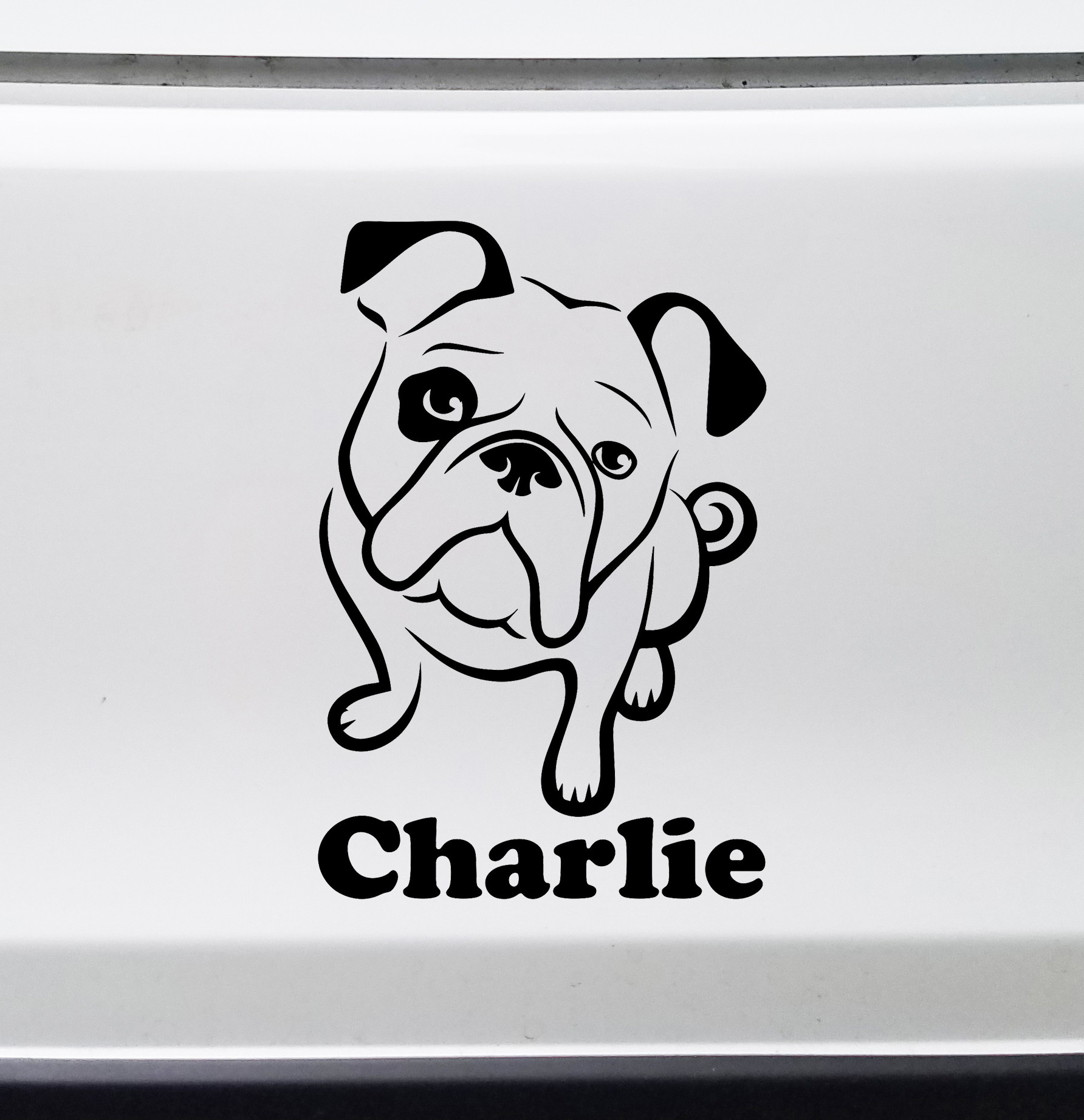 BULLDOG with Personalized Name Vinyl Sticker -V2- English American ...