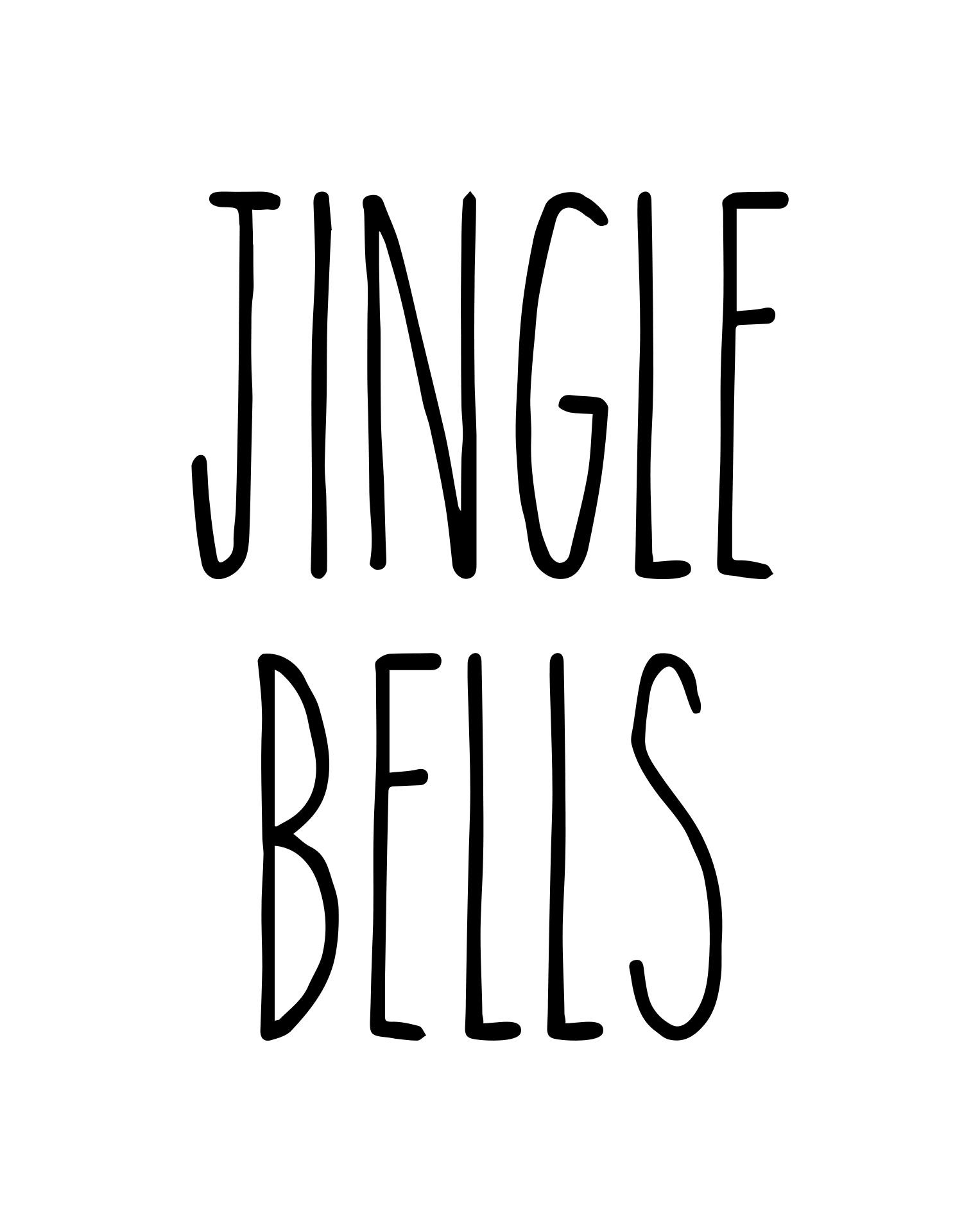 Jingle Bells Vinyl Sticker - Farmhouse Style Skinny Font - Winter ...