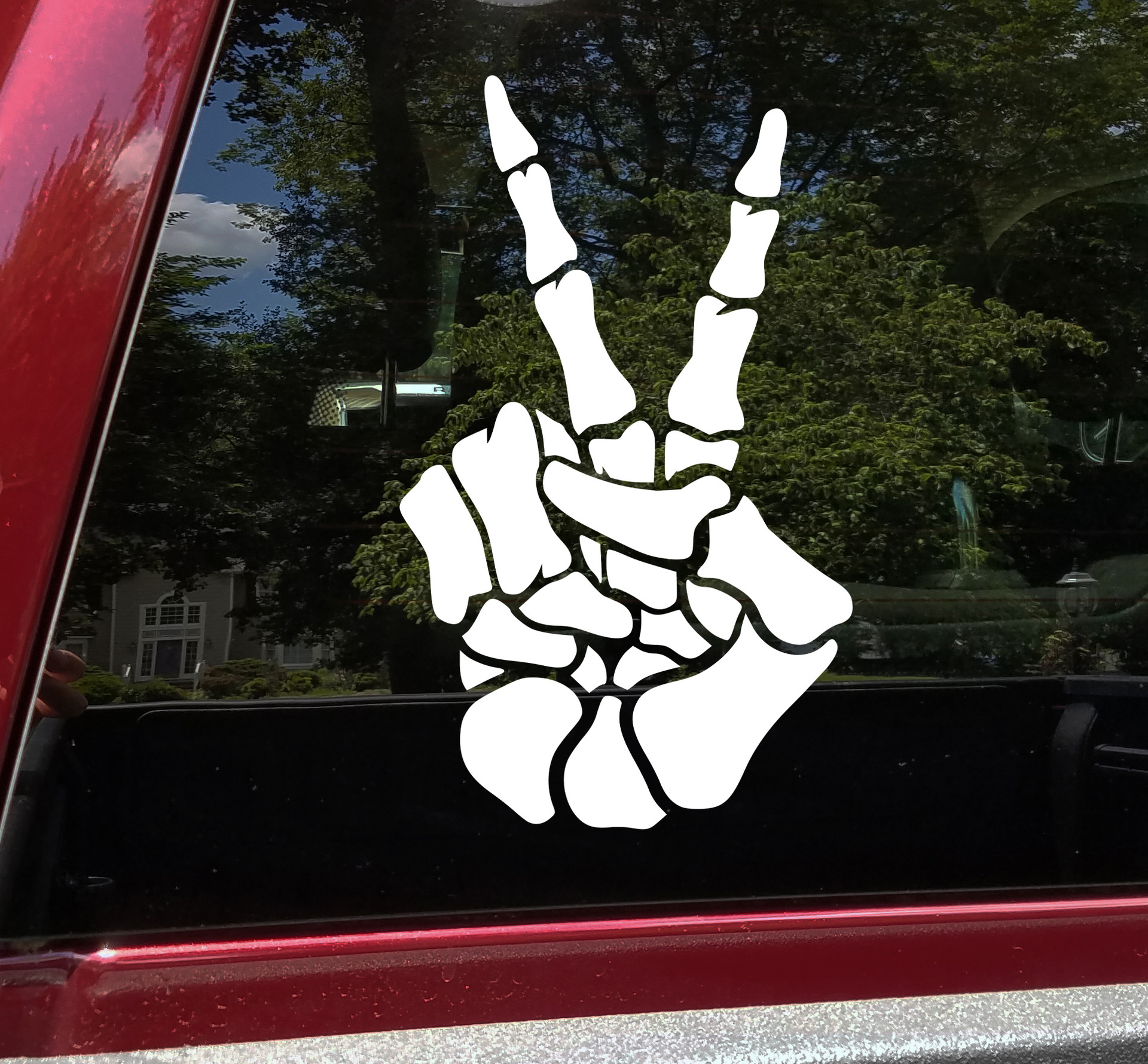 Skeleton Middle Finger Vinyl Decal - Bones Hand Halloween - Die Cut Sticker