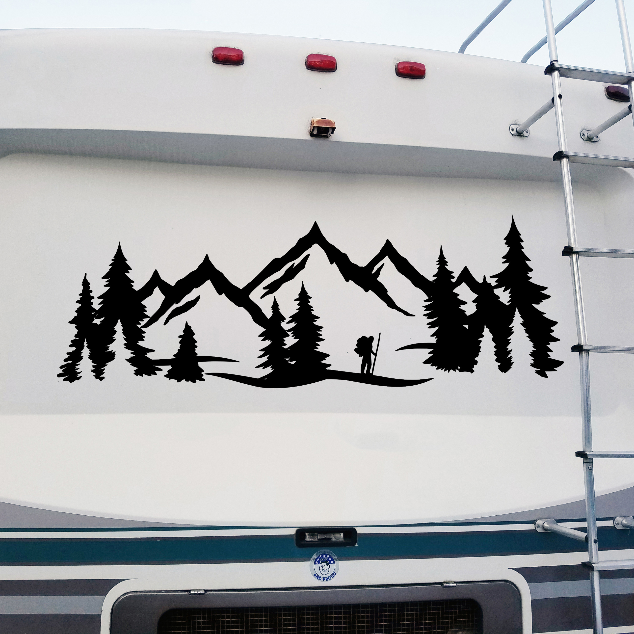 Forest Hiker Scene V3 | Large Custom Vinyl Decal For Camper RV Pop-up ...