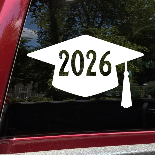 Graduation Cap 2026 Vinyl Sticker Decal | Waterproof Class Celebration