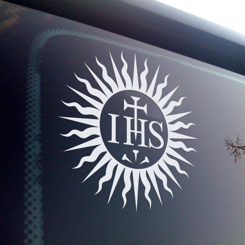 Society of Jesus IHS Vinyl Decal – Jesuit Catholic Symbol Sticker