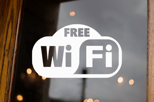 Free Wi-Fi Vinyl Decal - Wireless Internet WiFi Storefront Window Cafe ...