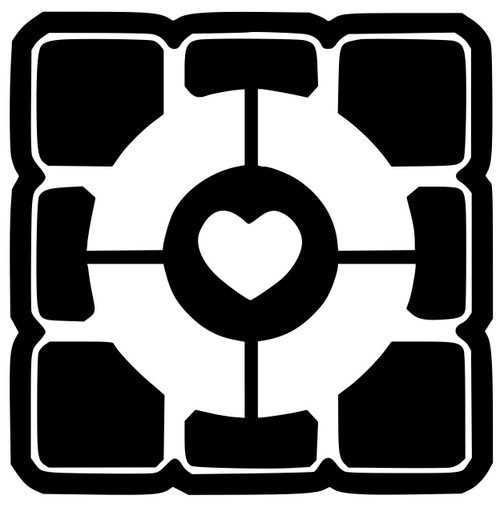 Portal 2 Companion Cube Vinyl Decal Sticker 4" X 4" - Minglewood Trading