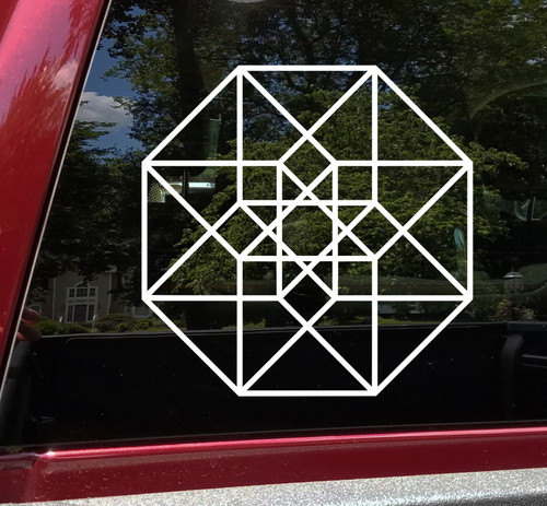 Tesseract Hypercube Vinyl Decal – STEM Math Geometry Sticker
