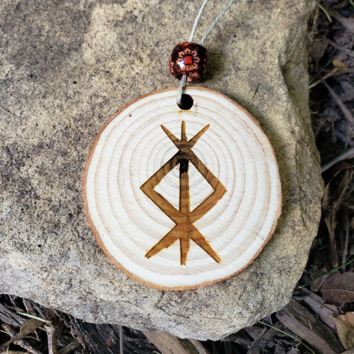 Protection Bind Rune Car Charm – Norse Viking Protection Pendant – Wood ...