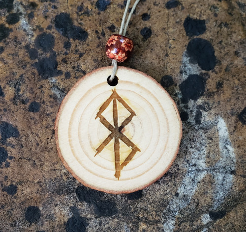 Peace Bind Rune Car Charm – Norse Viking Celtic Pine Wood Pendant