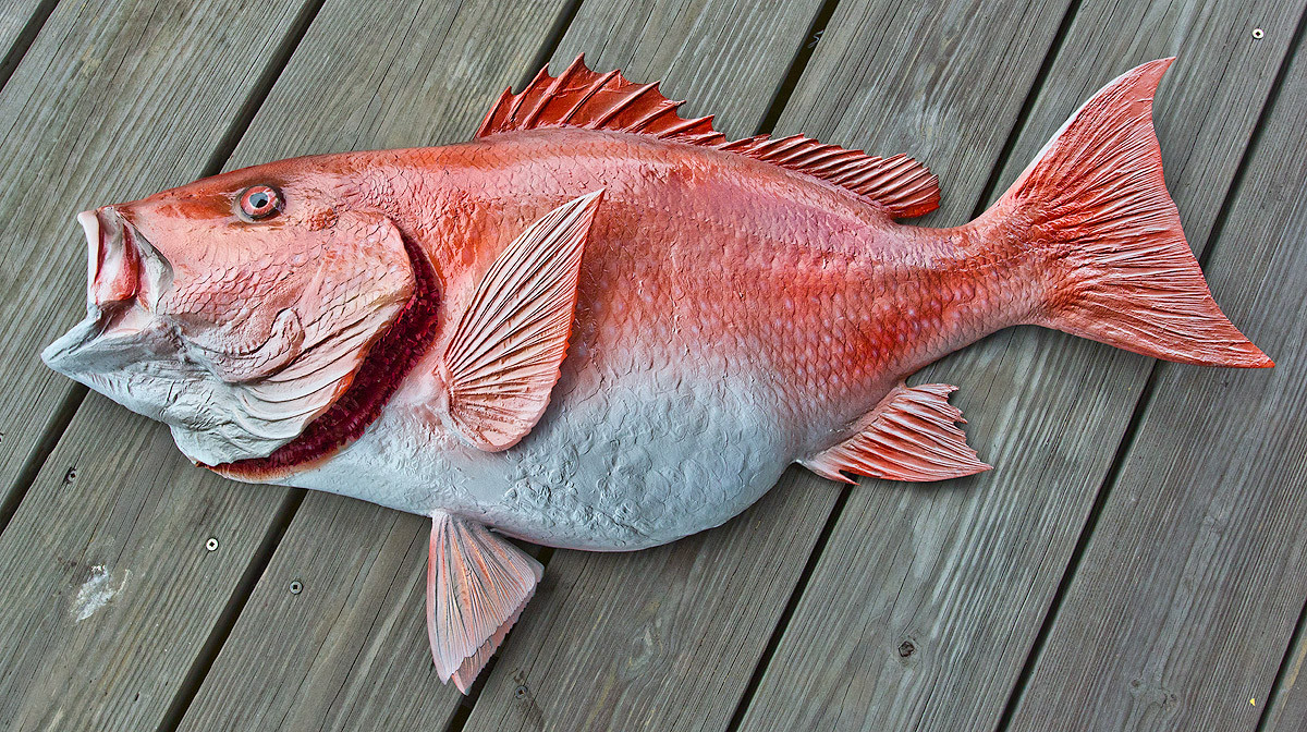 Snapper Red 39 inch half mount fiberglass fish replica - The Fish Mount ...