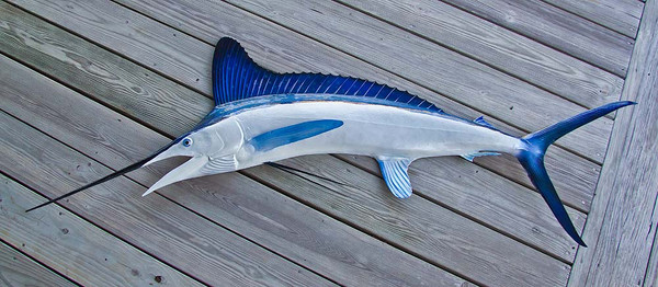White Marlin 80L inch half mount fiberglass fish replica - The Fish ...