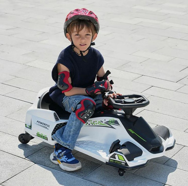 Drift Rider 360 24V Electric Go Kart White with EVA Rubber Wheels