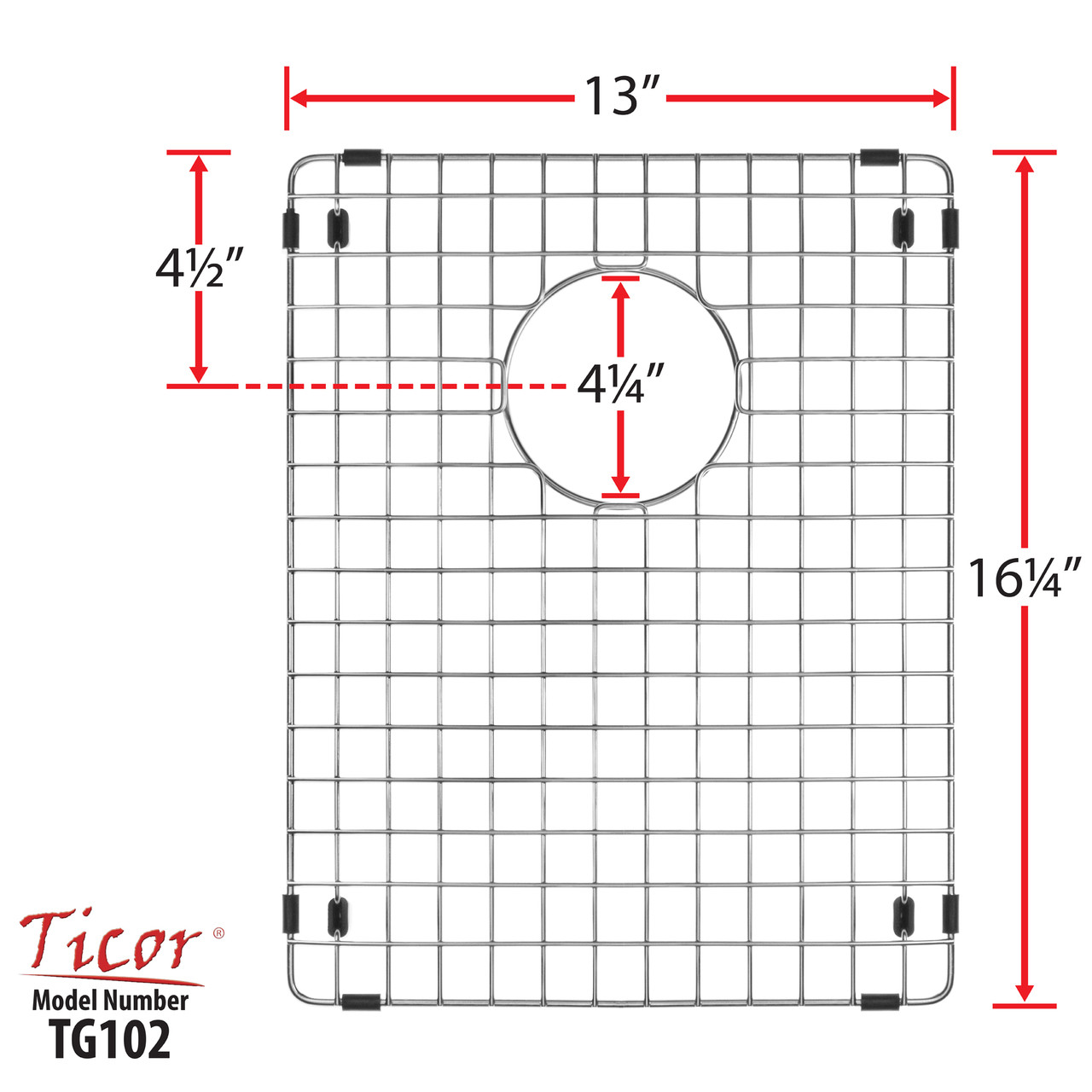 Ticor TG102 13" x 16.25" Stainless Steel Basin Rack Set for S5302 Sink ...
