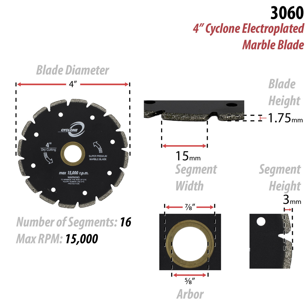 Cyclone Electroplated Marble Blades - Kobi Tools