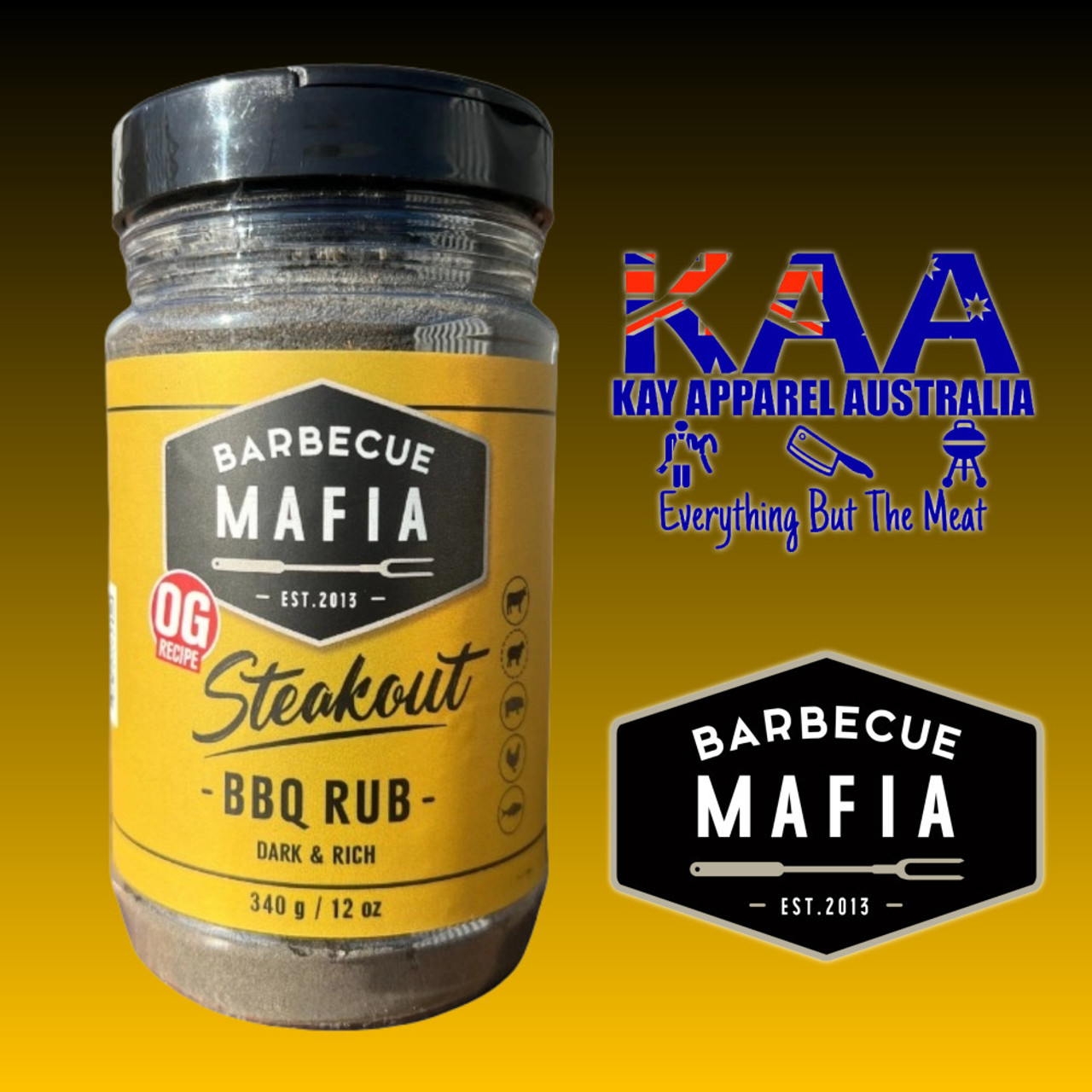 Barbecue Mafia BBQ Rubs - The Steakout OG BBQ Rub - 340g Shaker, Brisket Rub - Kay Apparel ...