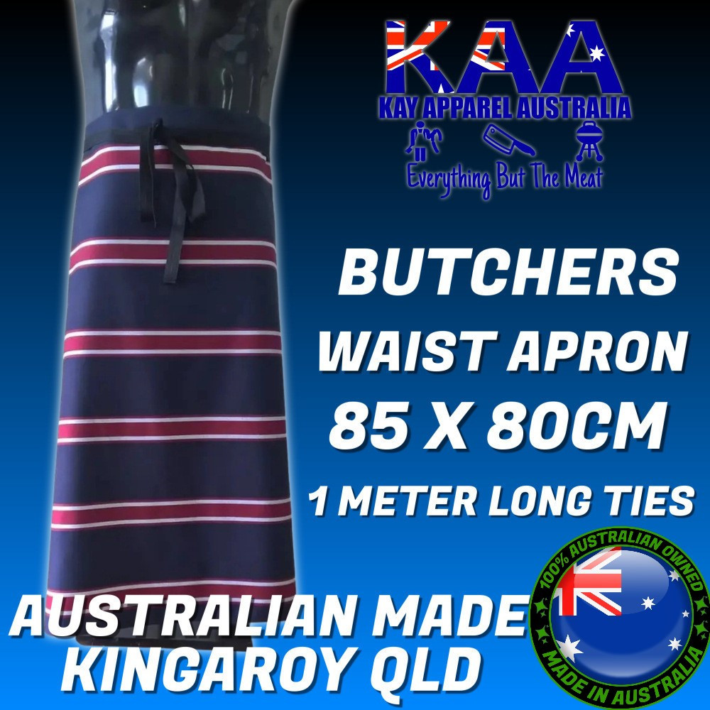 Navy Red Butchers Waist Apron - Kay Apparel Aprons And Home Butchers ...