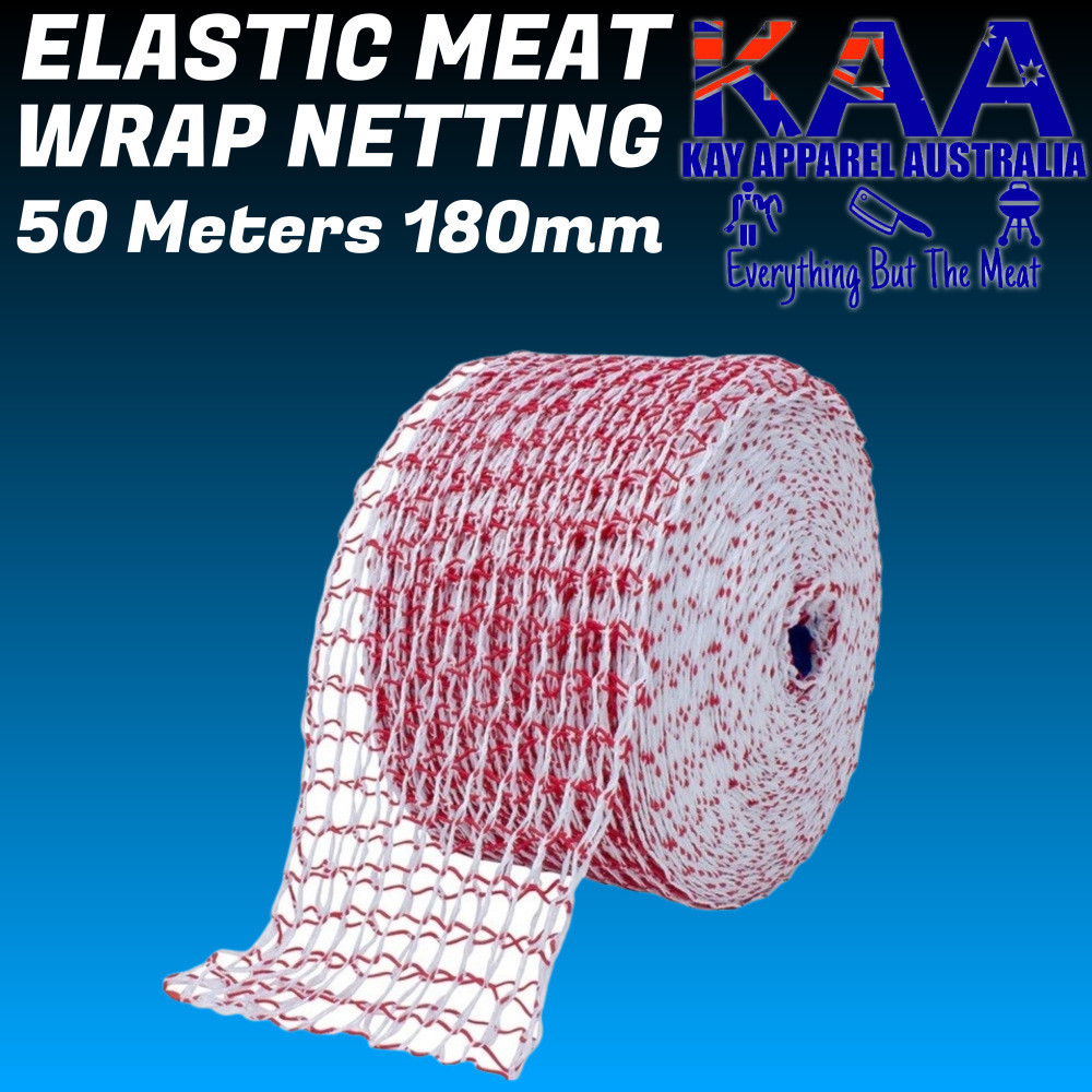 Elastic Meat Wrap Netting 50 Meters Roll 180mm Red & White - Kay ...