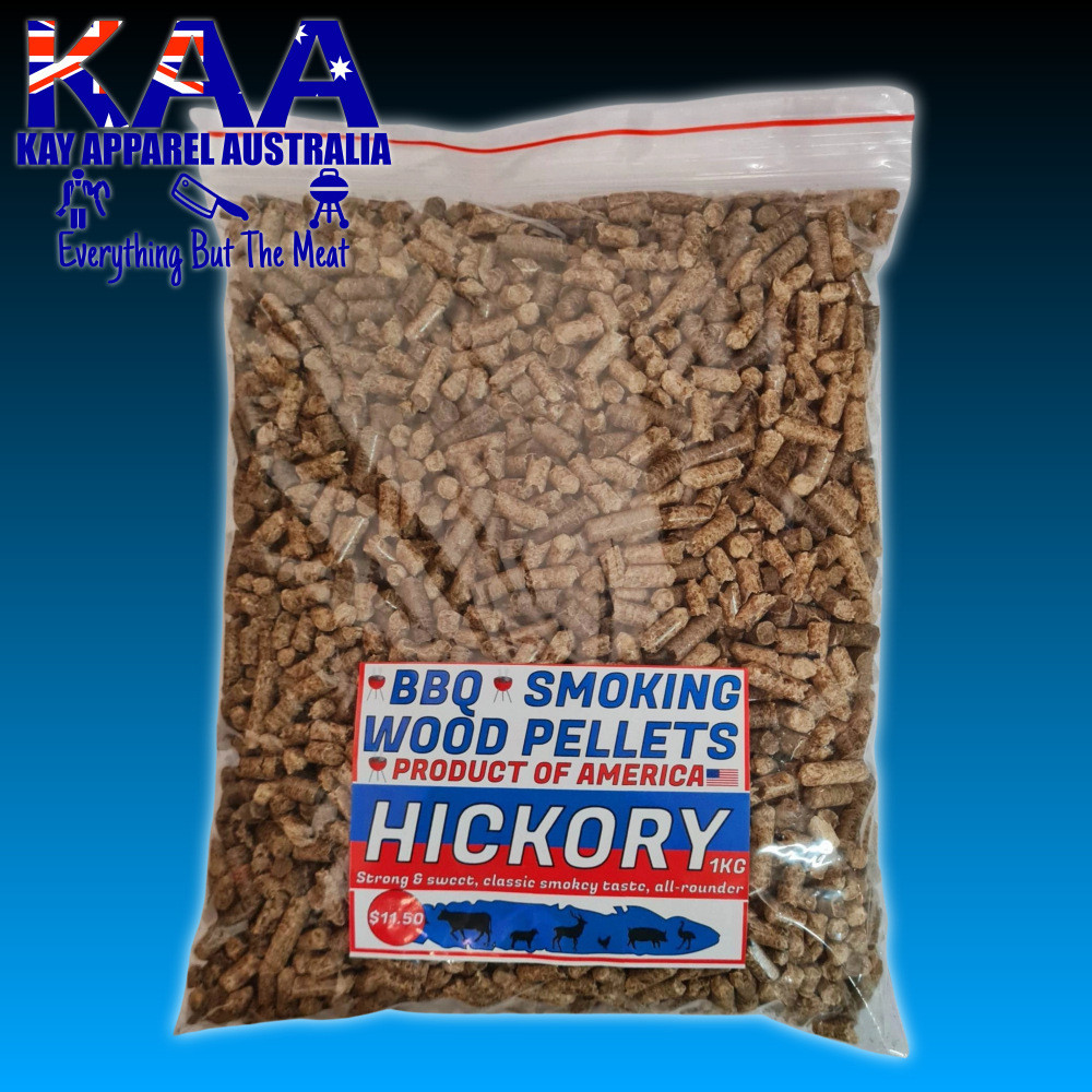 Hickory Blend BBQ Smoking Wood Pellets 1kg - Kay Apparel Aprons And ...