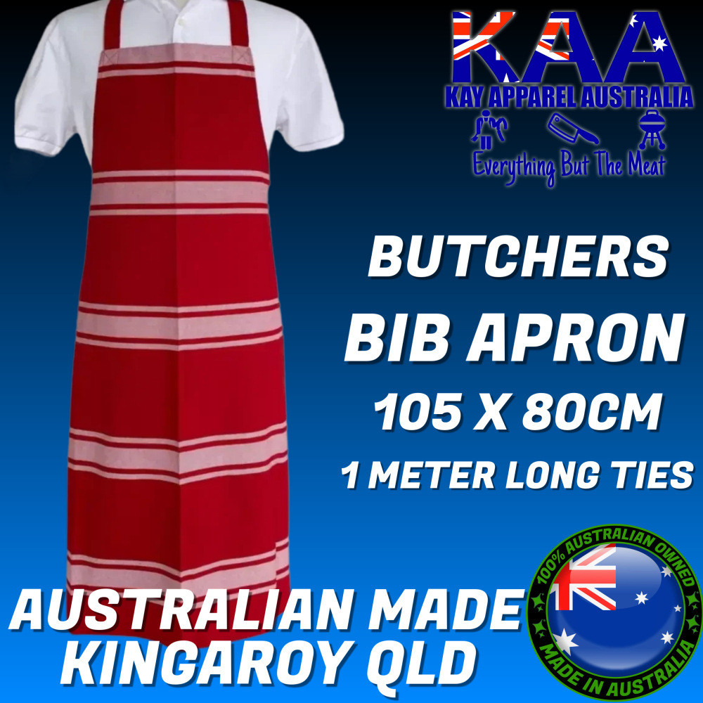 Red White Butchers Bib Apron - Kay Apparel Aprons And Home Butchers ...