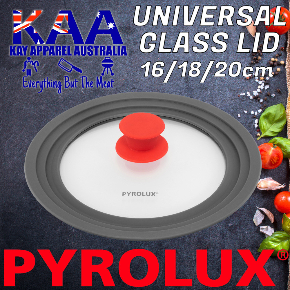 Pyrolux Universal Glass Lid 16cm, 18cm, 20cm - Kay Apparel Aprons And ...