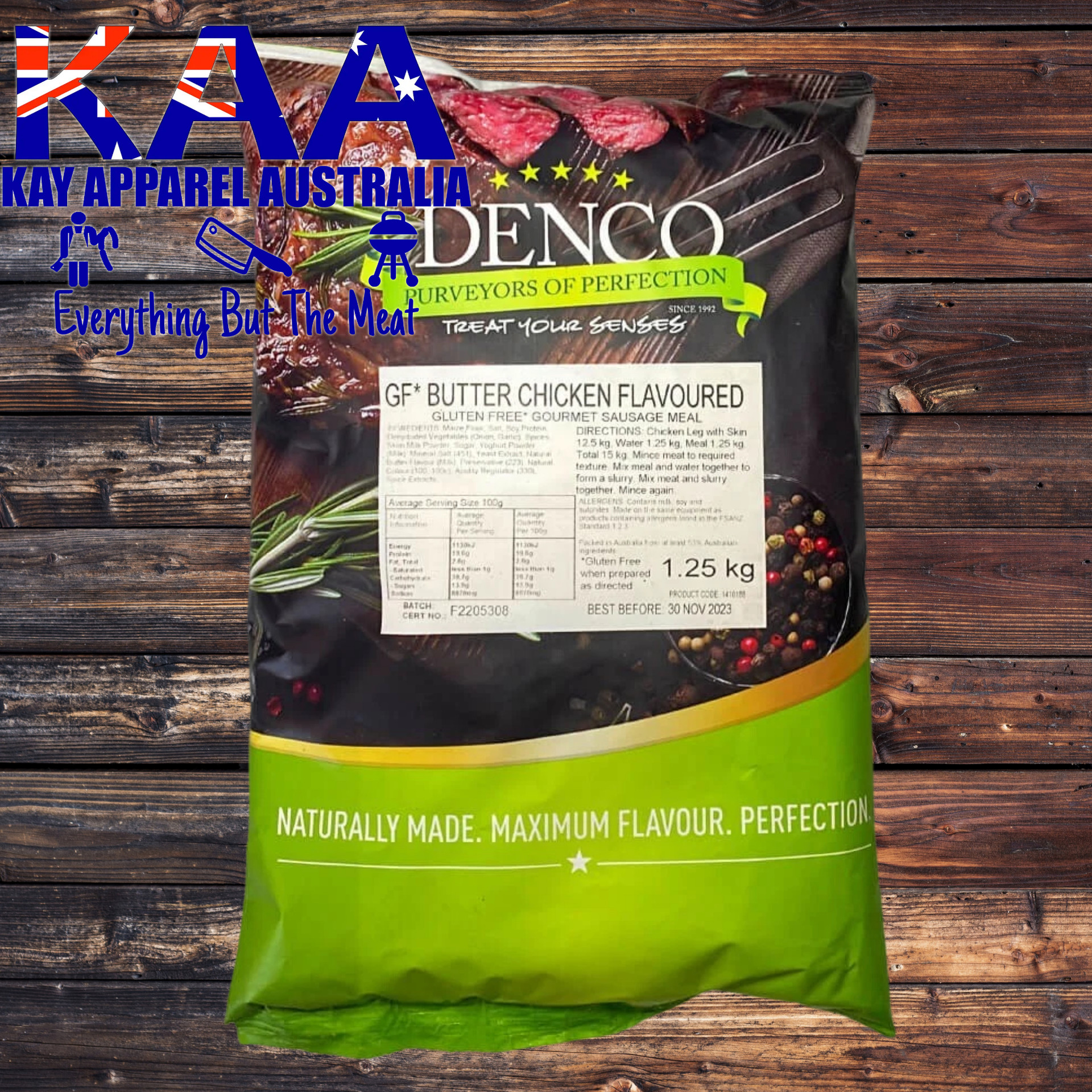 Denco Butter Chicken Gourmet Sausage Meal, Premix, Seasoning 1.25kg Bag ...
