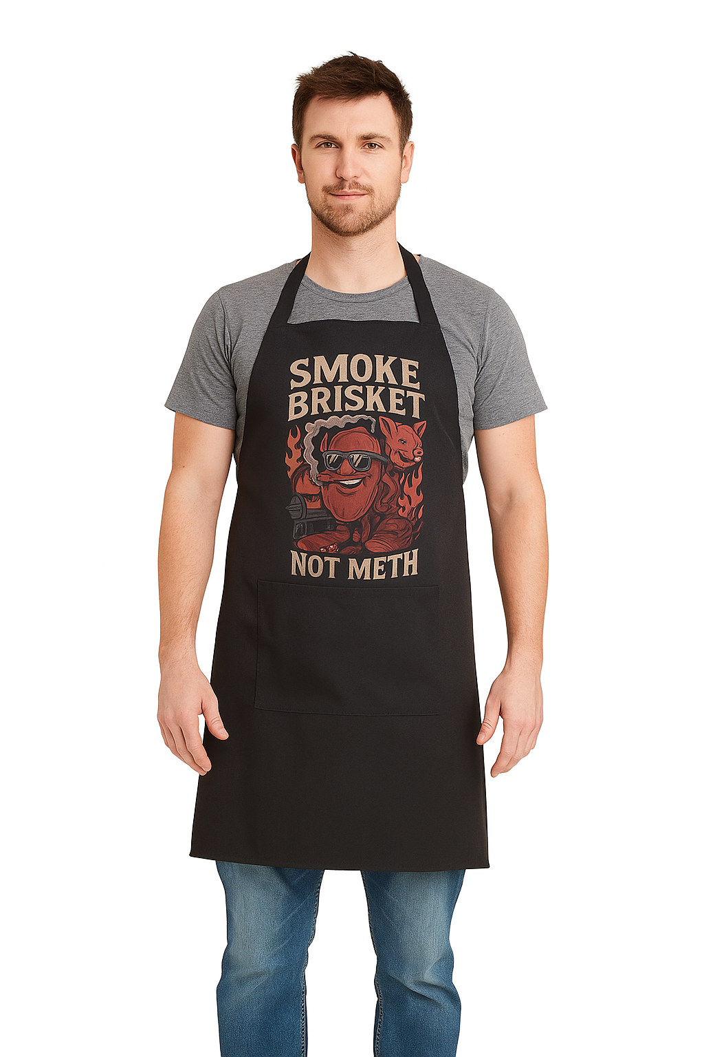 BBQ Apron With Pocket "SMOKE BRISKET NOT METH" printed - Kay Apparel ...