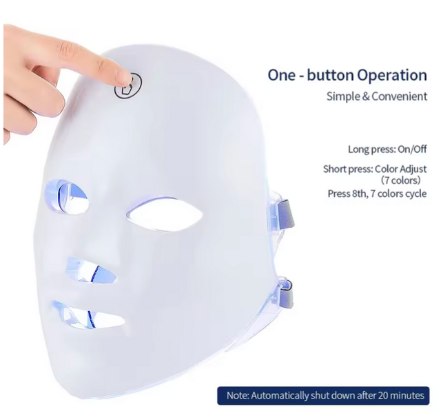 Rechargeable 7-Color LED Photon Therapy Mask for Skin Rejuvenation and ...