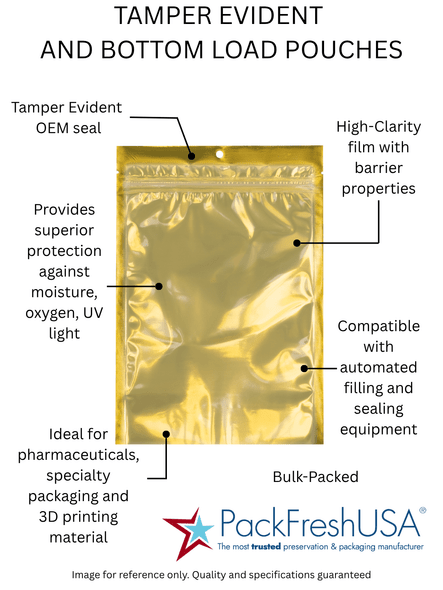 PFUSA™ Tamper Evident Bottom Load Mylar Bags | FDA Compliant, Food Safe ...