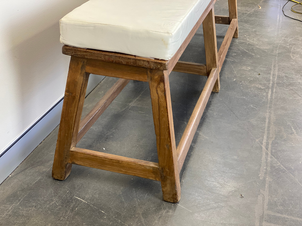 Vintage Indian Bench with Leatherite Cushion - Sohal Living