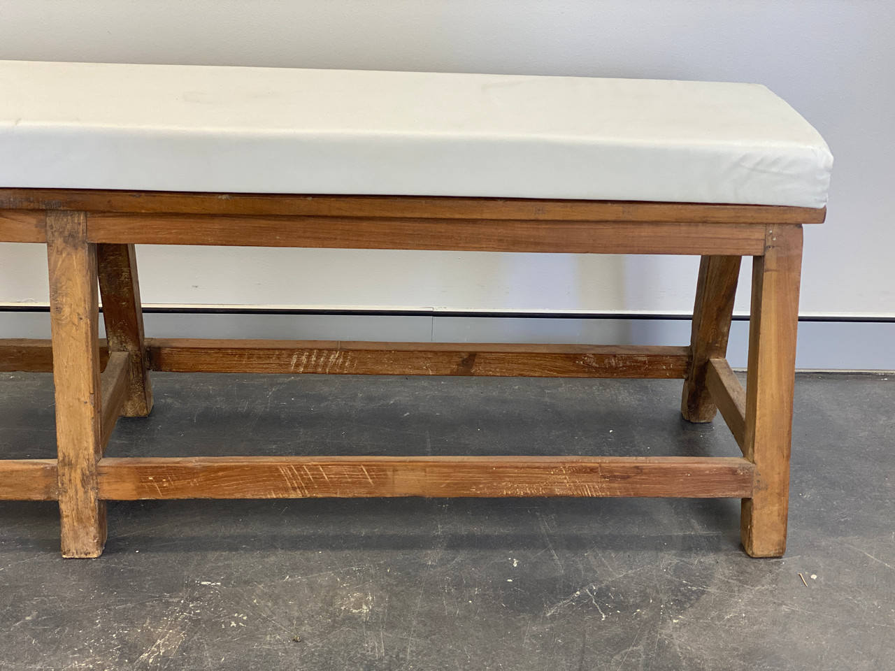 Vintage Indian Bench with Leatherite Cushion - Sohal Living